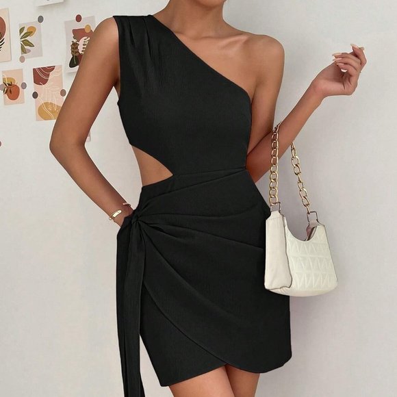 MODA ME COUTURE | Dresses | Contemporary One Shoulder Cut Out Knot Side ...